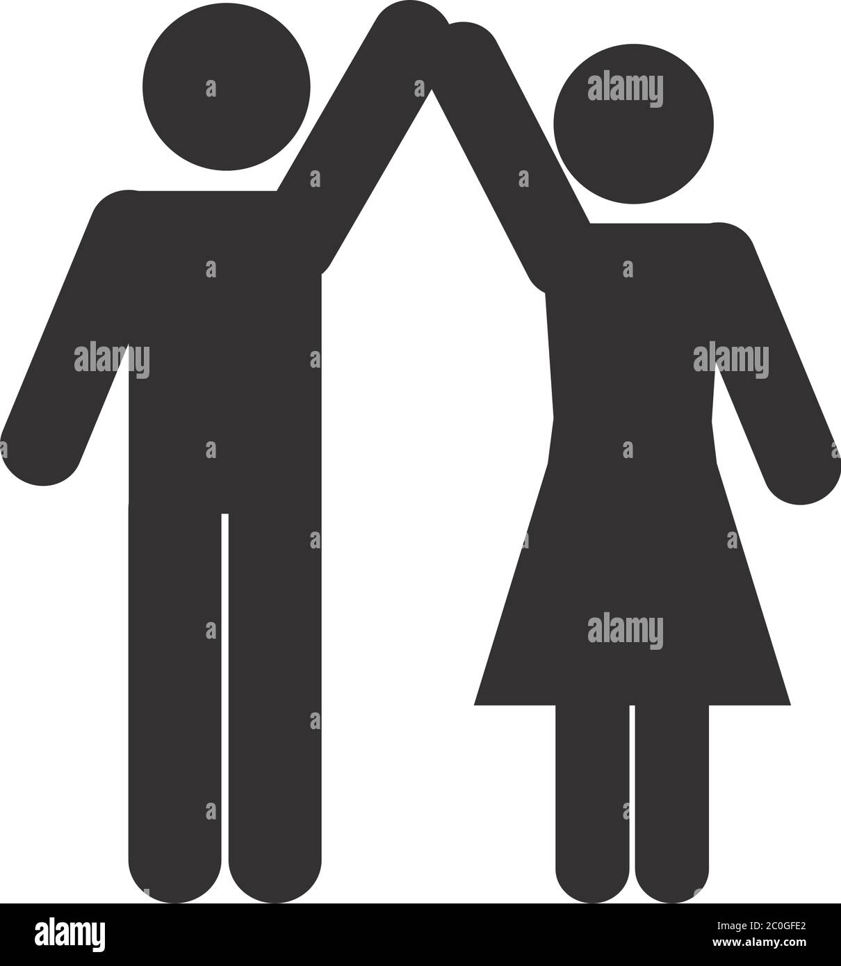 pictogram happy couple icon over white background, silhouette style ...