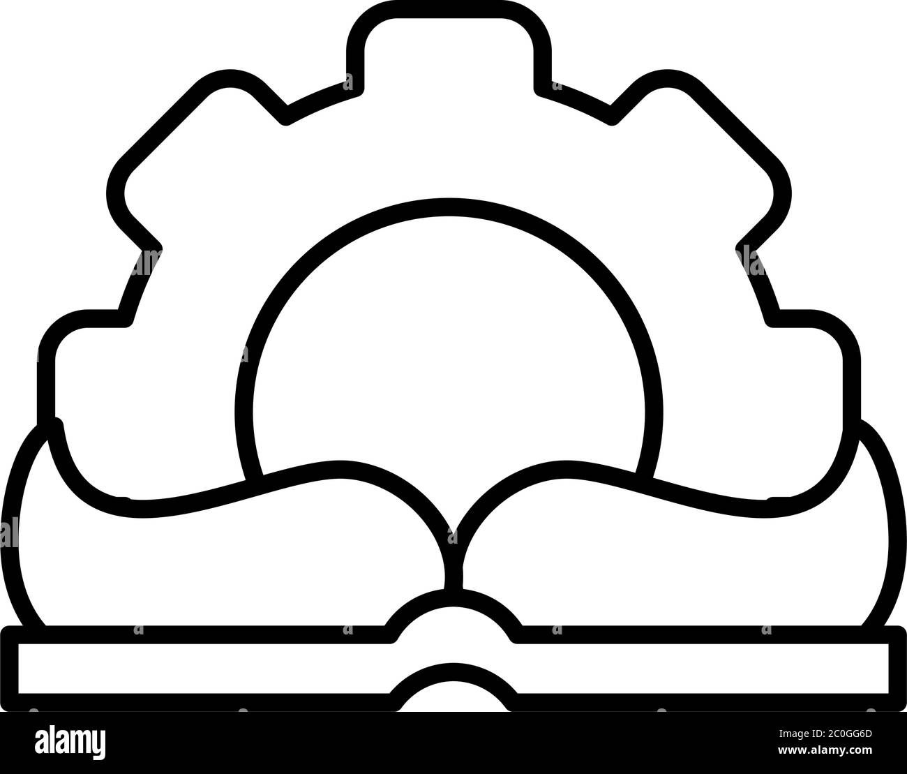online education concept, gear wheel and academic book icon over white ...