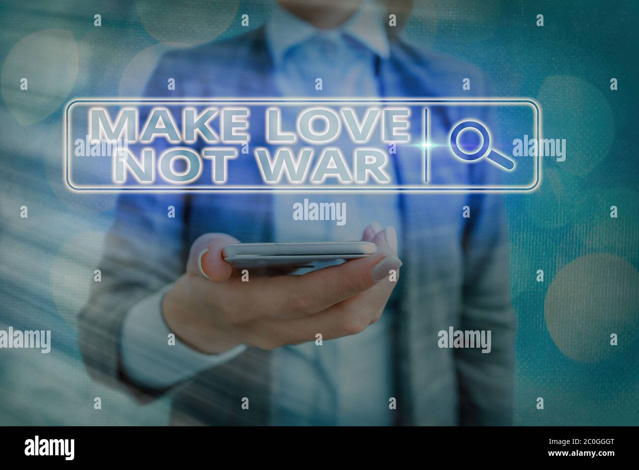Text sign showing Make Love Not War. Business photo showcasing A hippie ...