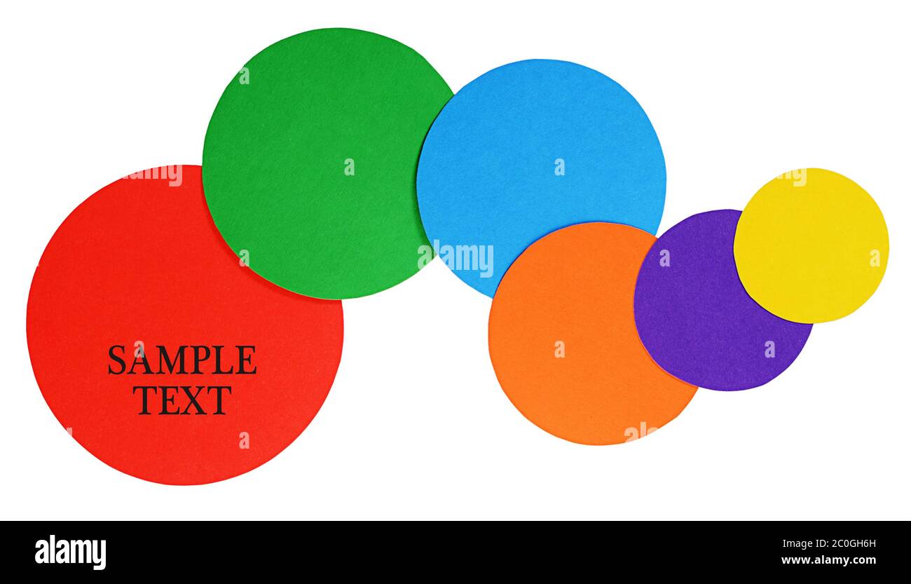 Circles color paper isolated on white Stock Photo - Alamy