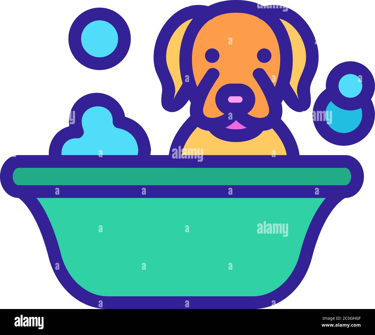 dog washing in bathtub icon vector outline illustration Stock Vector ...