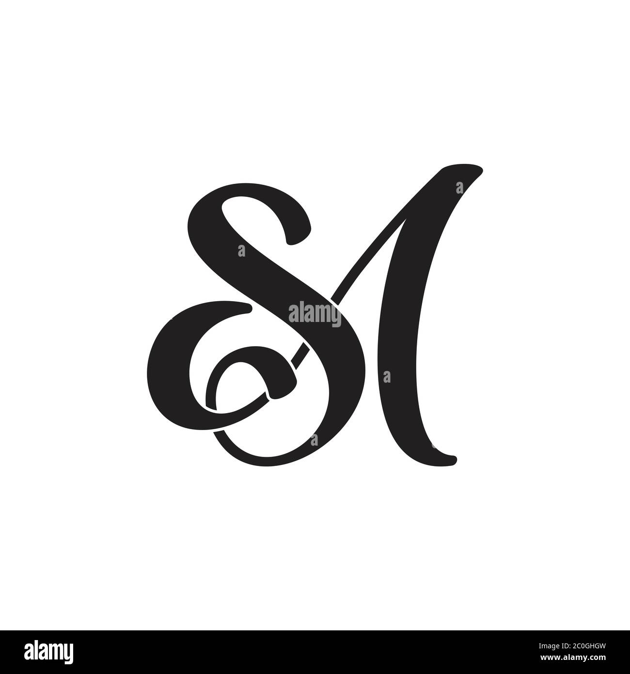 letter sm simple linked curves ribbon logo vector Stock Vector Image ...