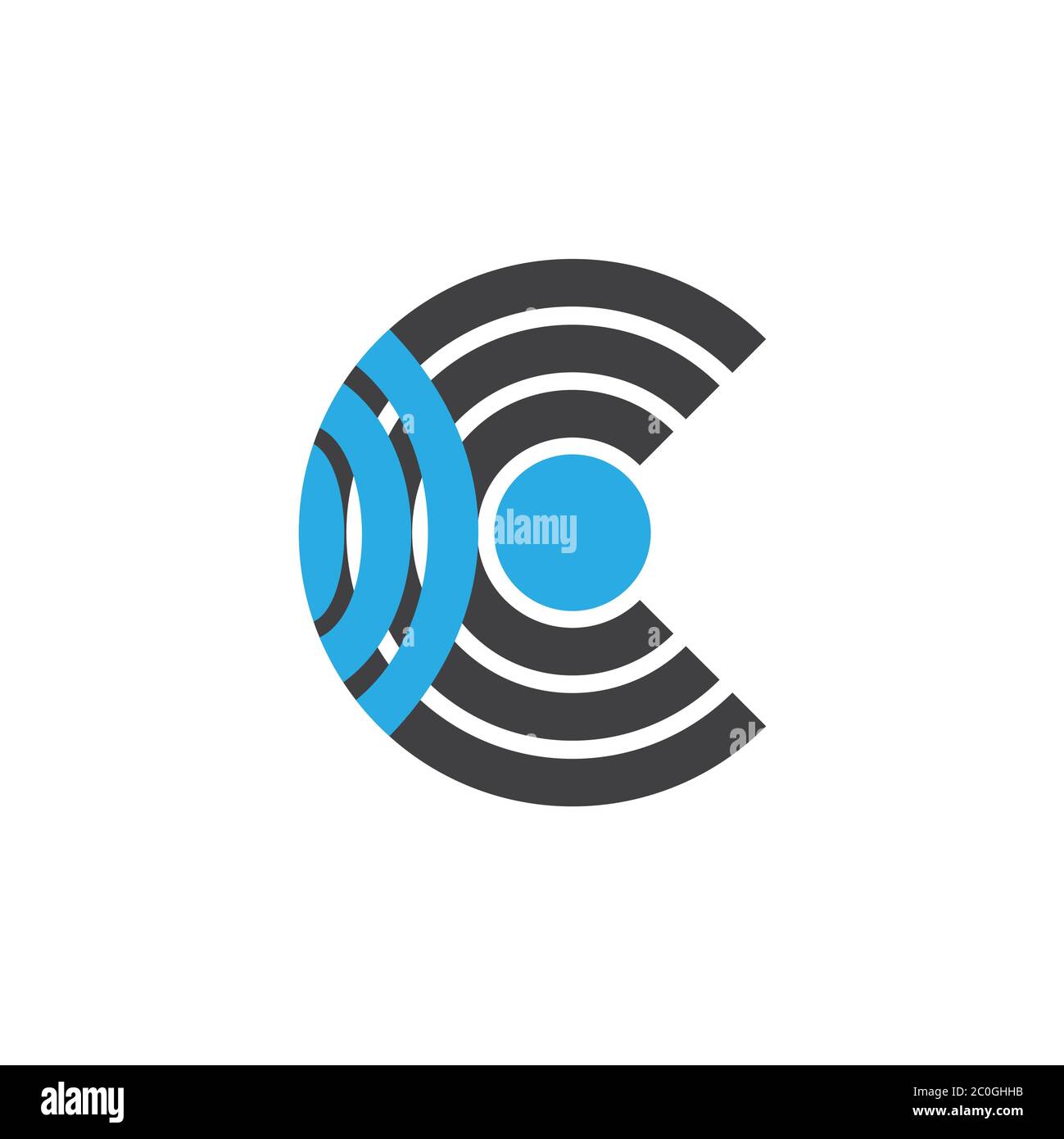 abstract letter c stripes circle signal design logo vector Stock Vector ...