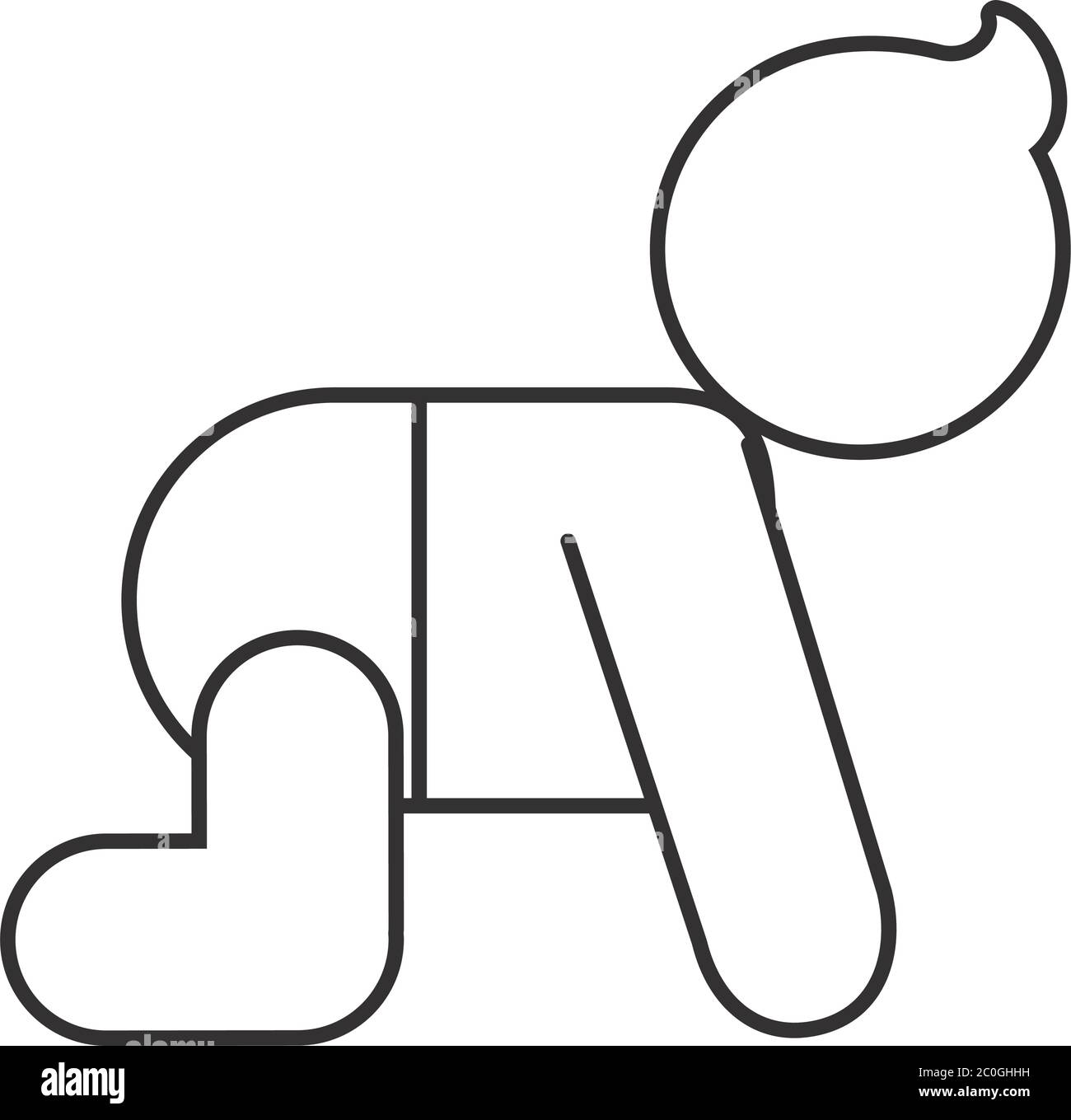 pictogram baby crawling icon over white background, line style, vector ...