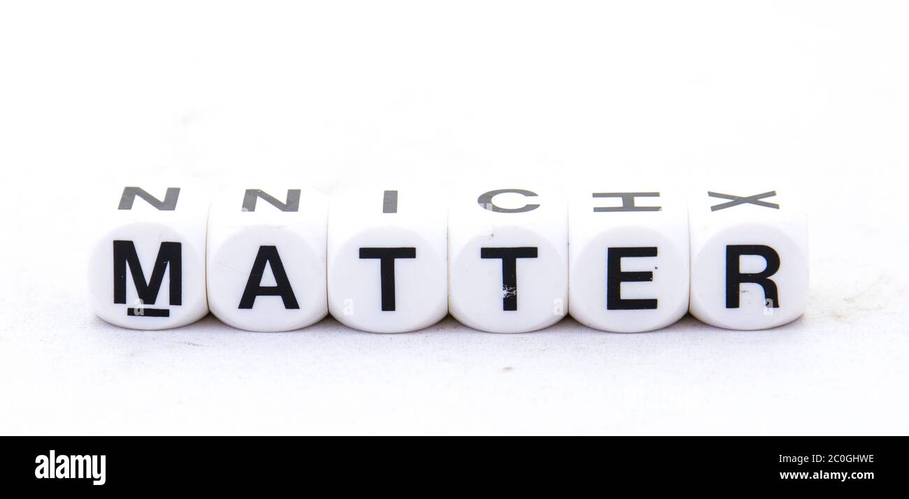 The term matter in black text visually displayed on a clear background ...