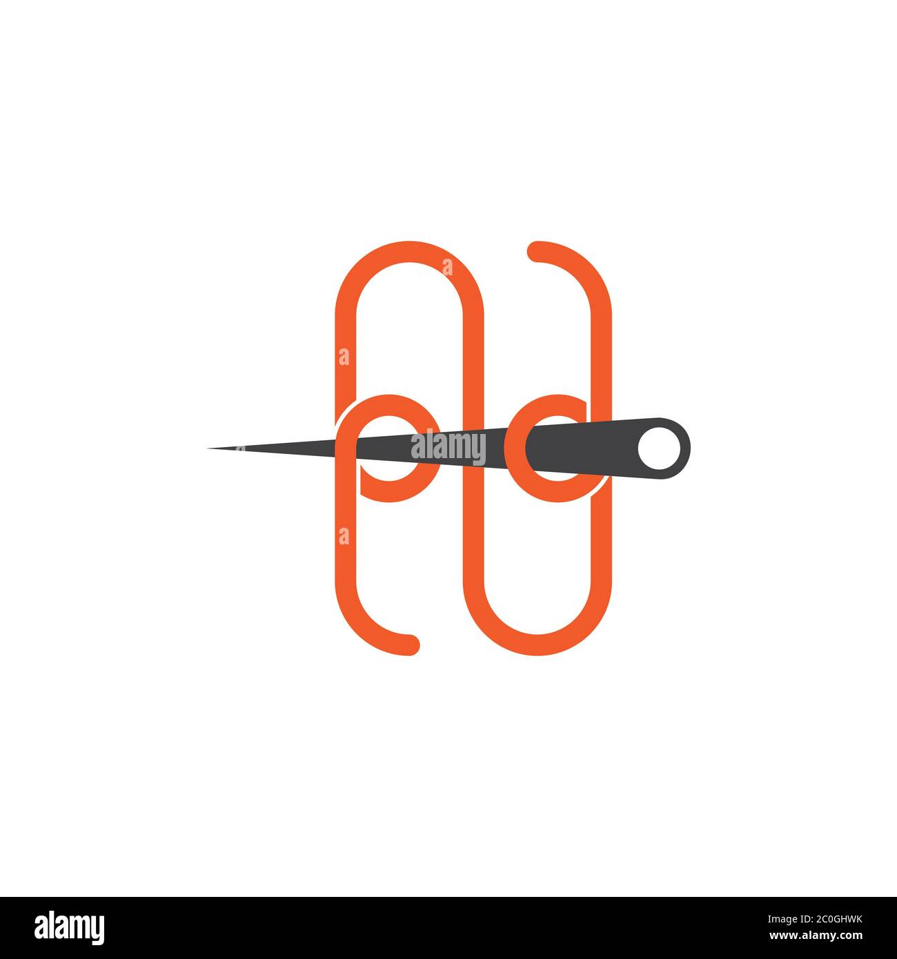 letter n linked thread needle symbol logo vector Stock Vector Image ...