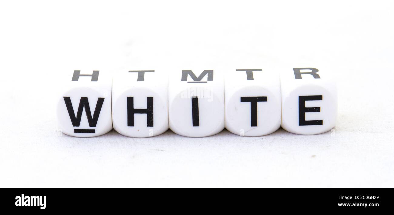 The term white in black text visually displayed on a clear background ...