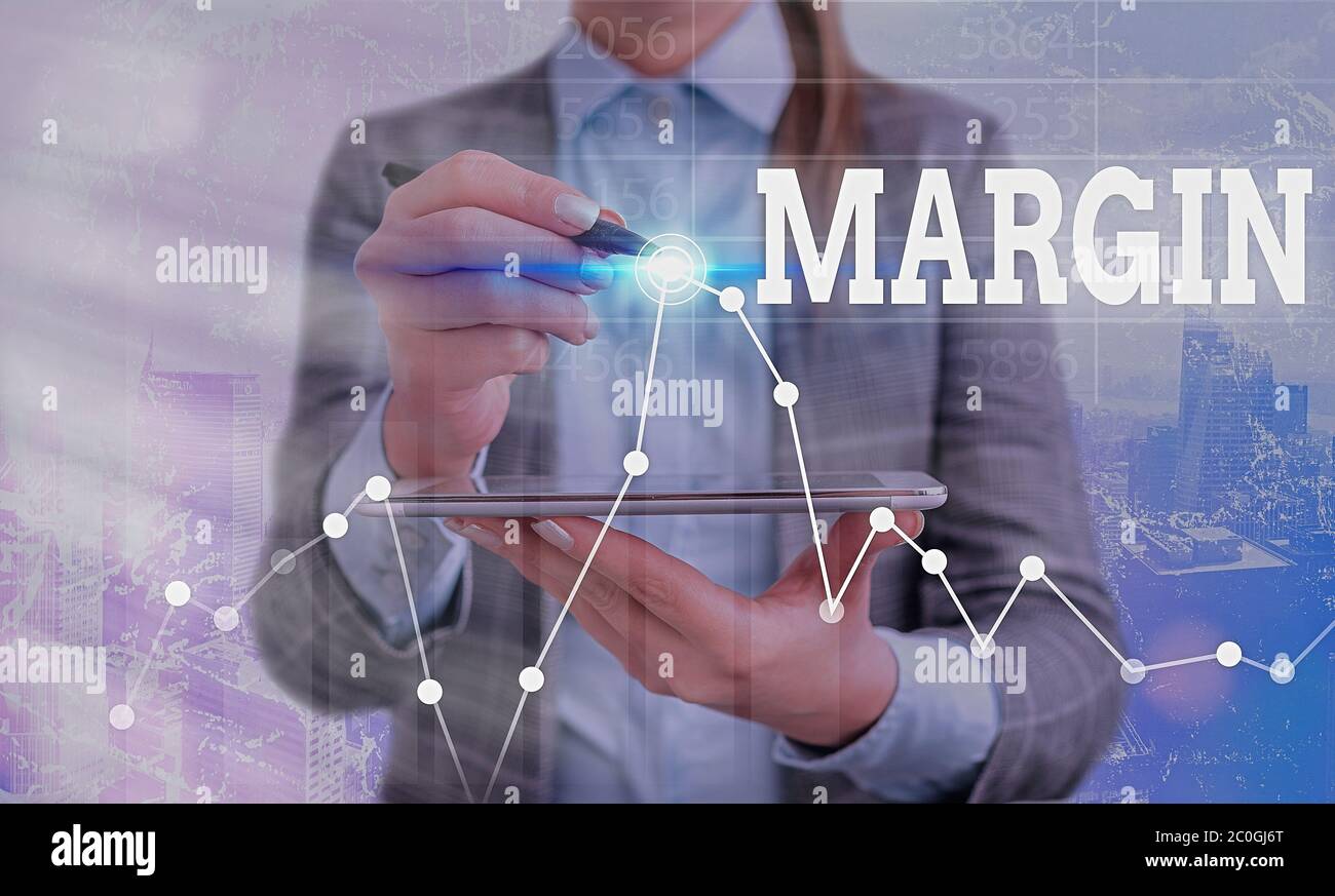 Conceptual hand writing showing Margin. Concept meaning extra amount of ...