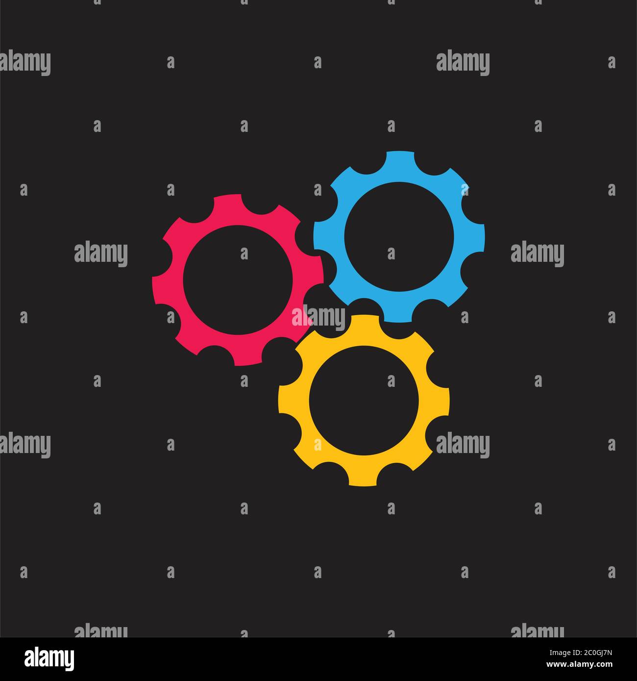 cute three colorful cog machine symbol logo vector Stock Vector Image ...