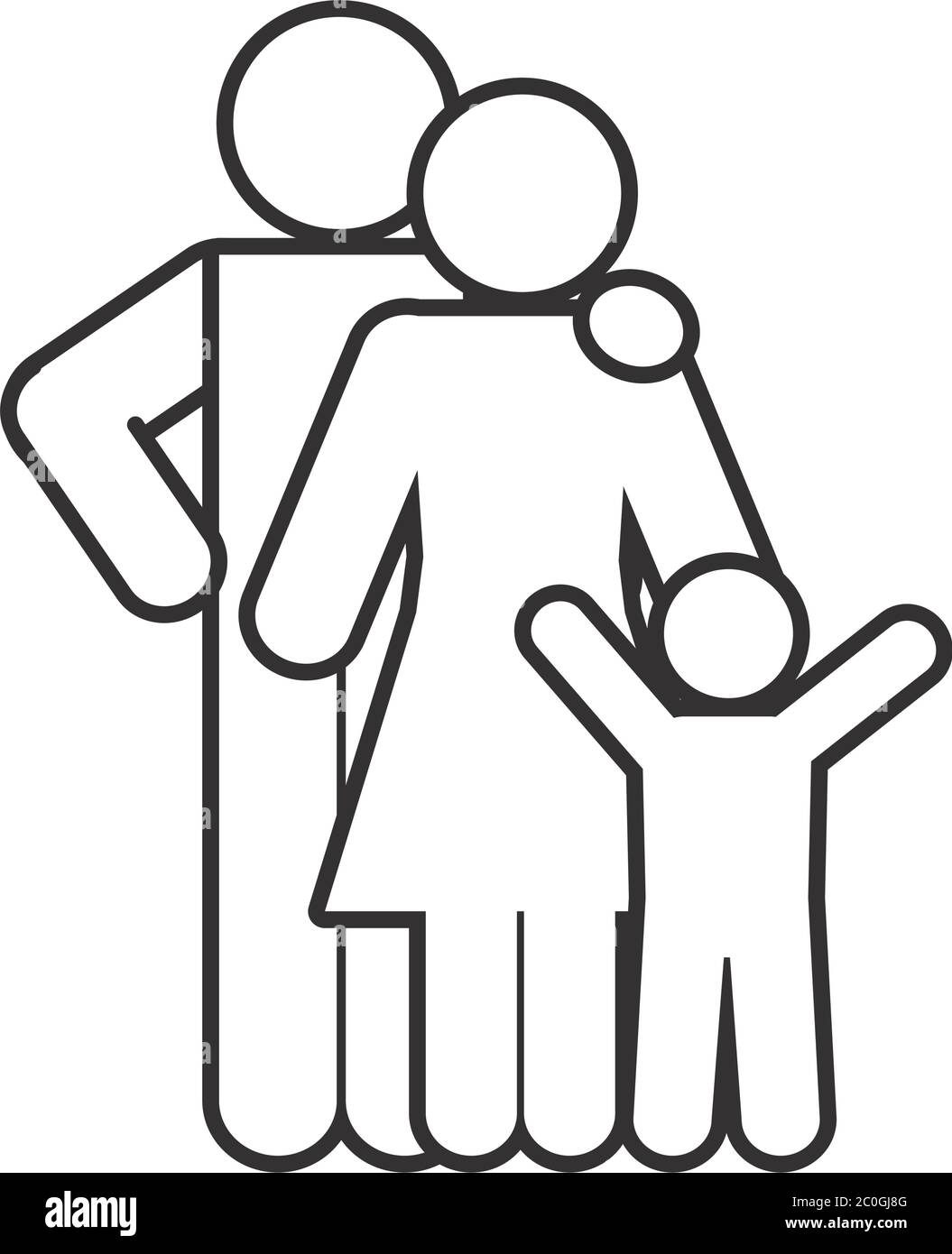 pictogram family with little boy icon over white background, line style ...