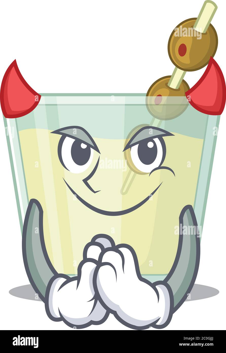 Martini cocktail clothed as devil cartoon character design concept ...