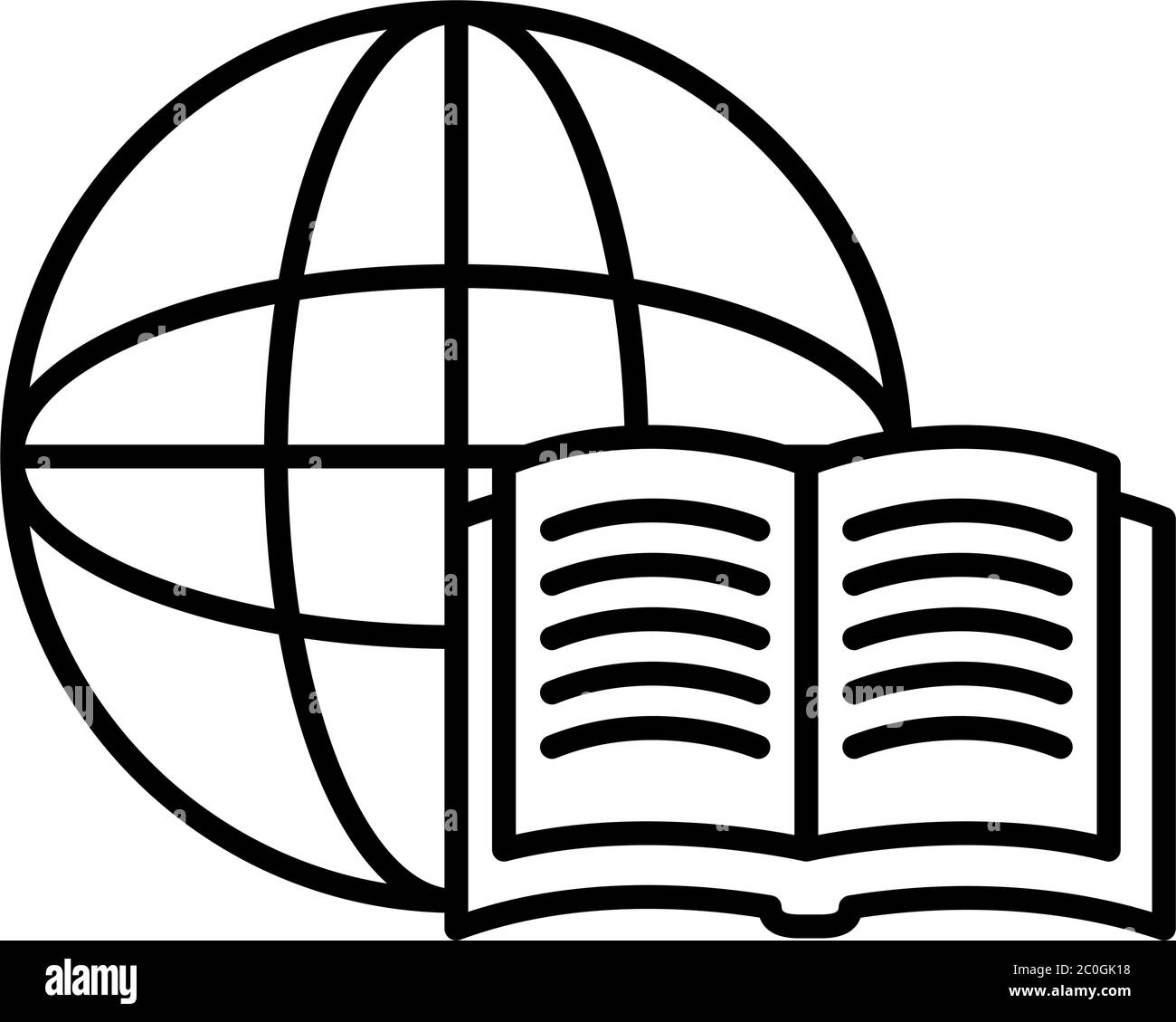 online education concept, global sphere and academic book icon over ...