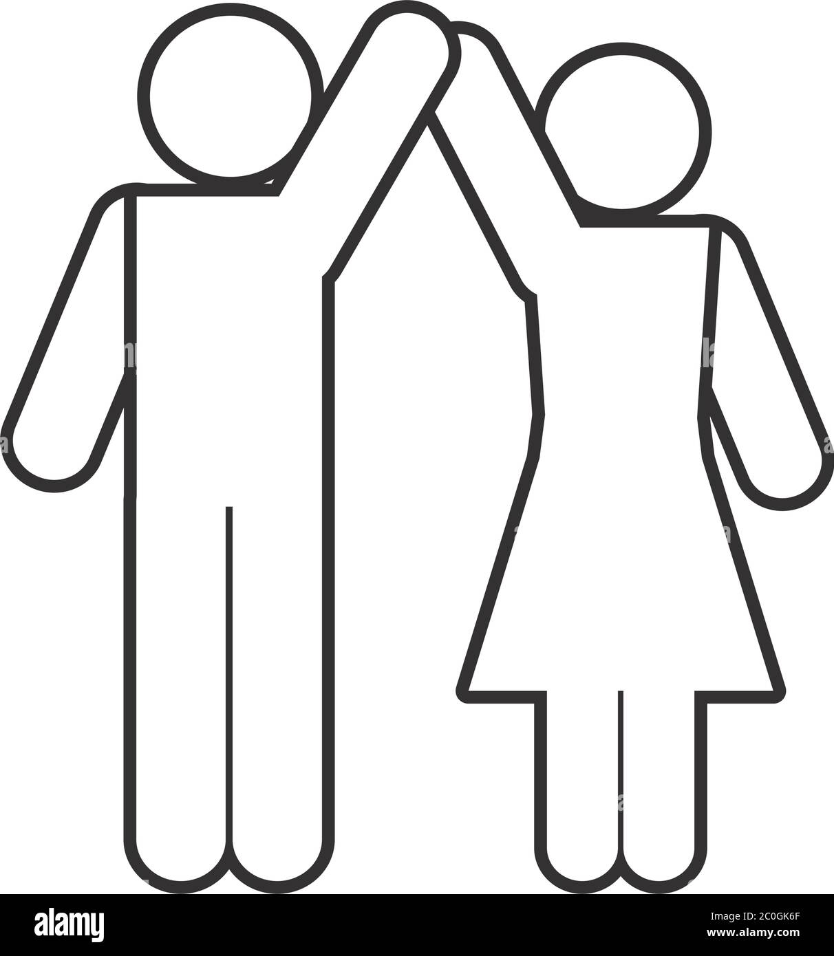 pictogram happy couple icon over white background, line style, vector ...