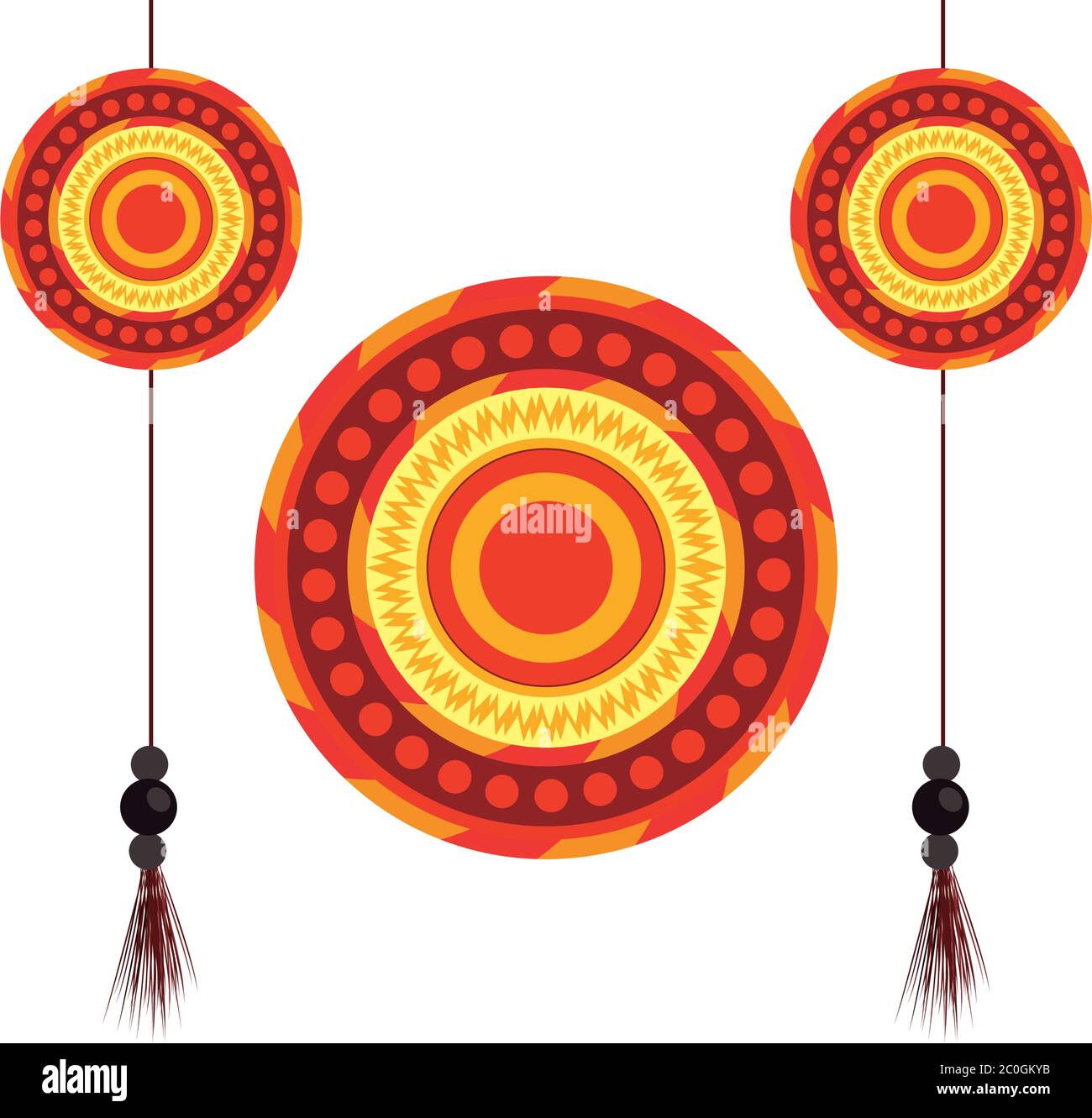 ethnic mandalas indu style hanging vector illustration design Stock ...