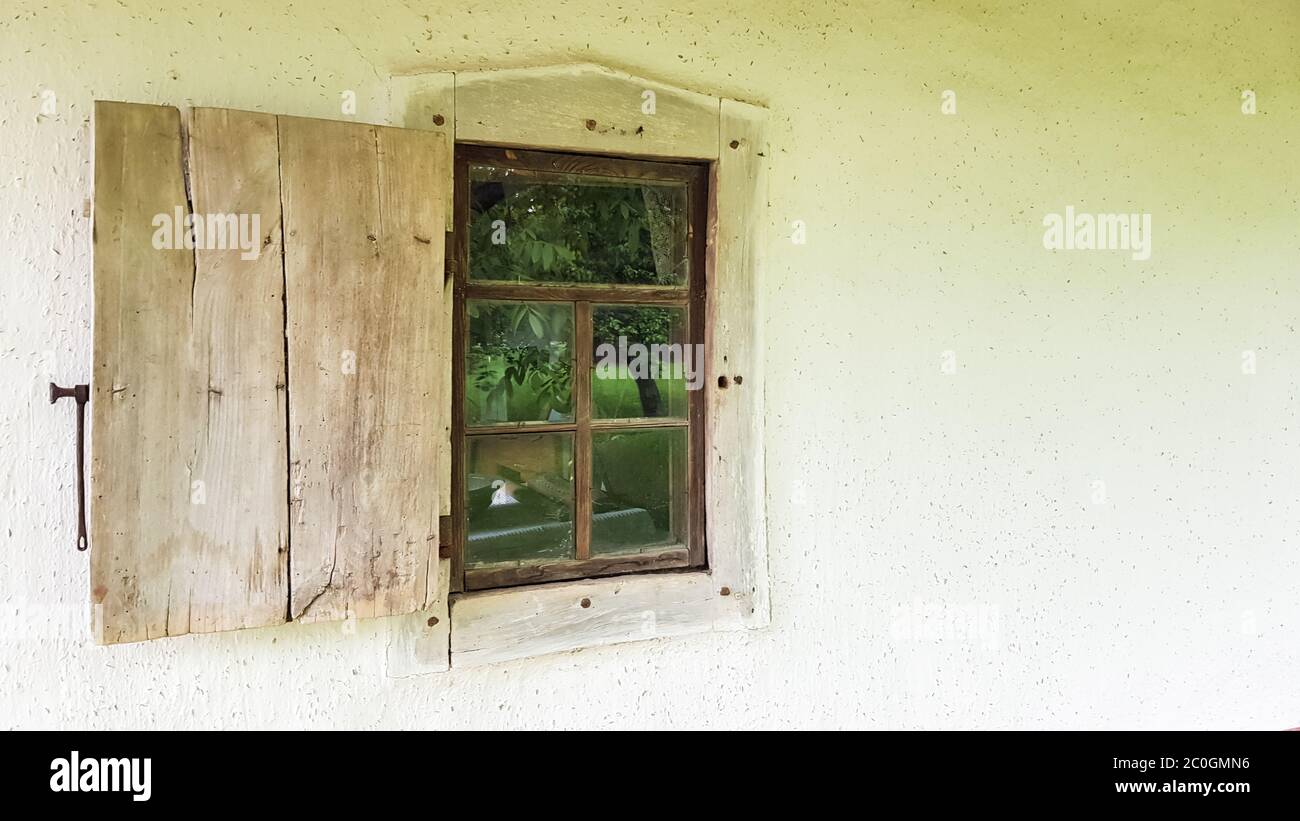 Ukraine, Kiev - June 11, 2020. Old window in a vintage traditional ...