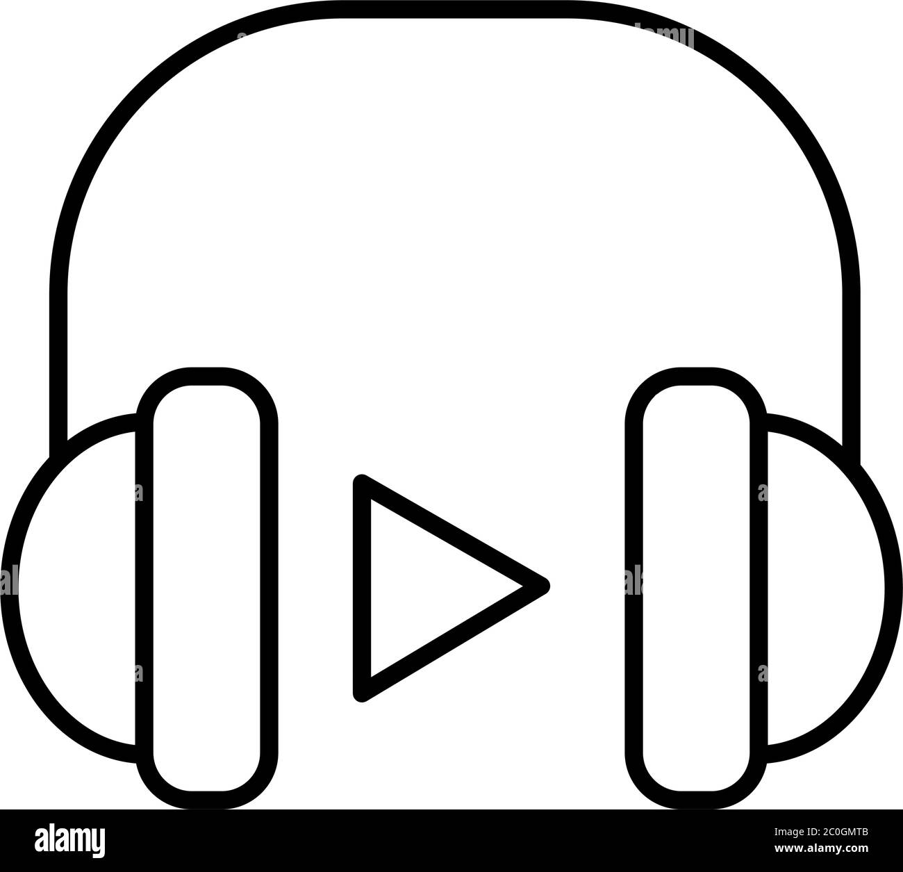 headphones and play symbol icon over white background, line style ...