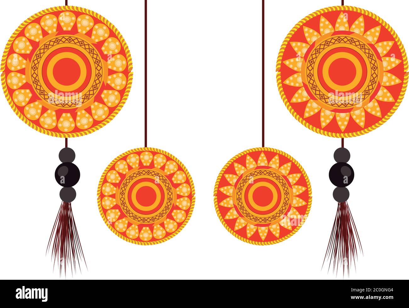 ethnic mandalas indu style hanging vector illustration design Stock ...