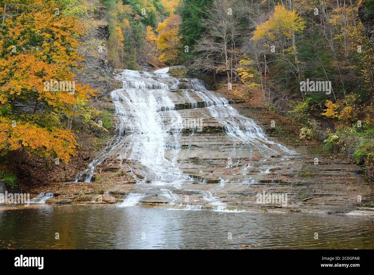 Autumn scene of waterfalls Stock Photo - Alamy