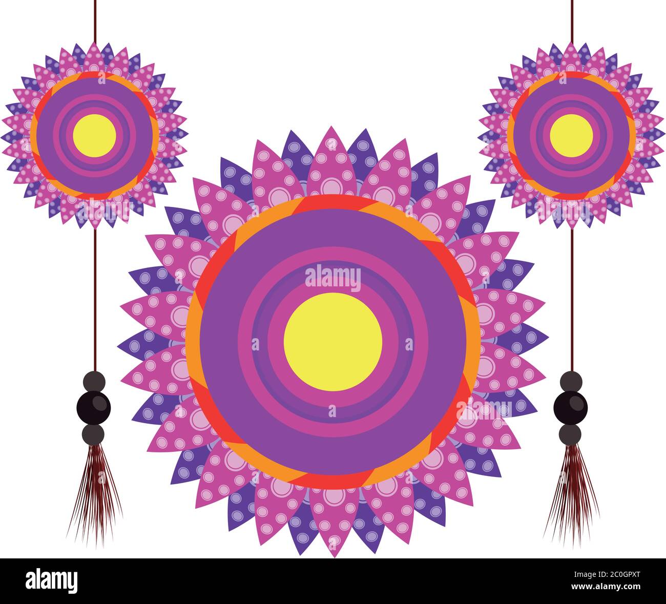 ethnic mandalas indu style hanging vector illustration design Stock ...