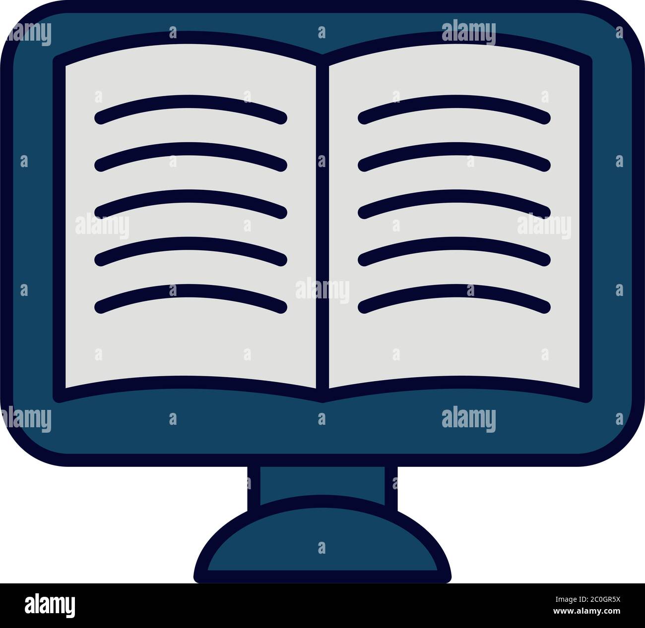 computer with academic book on screen over white background, line and ...