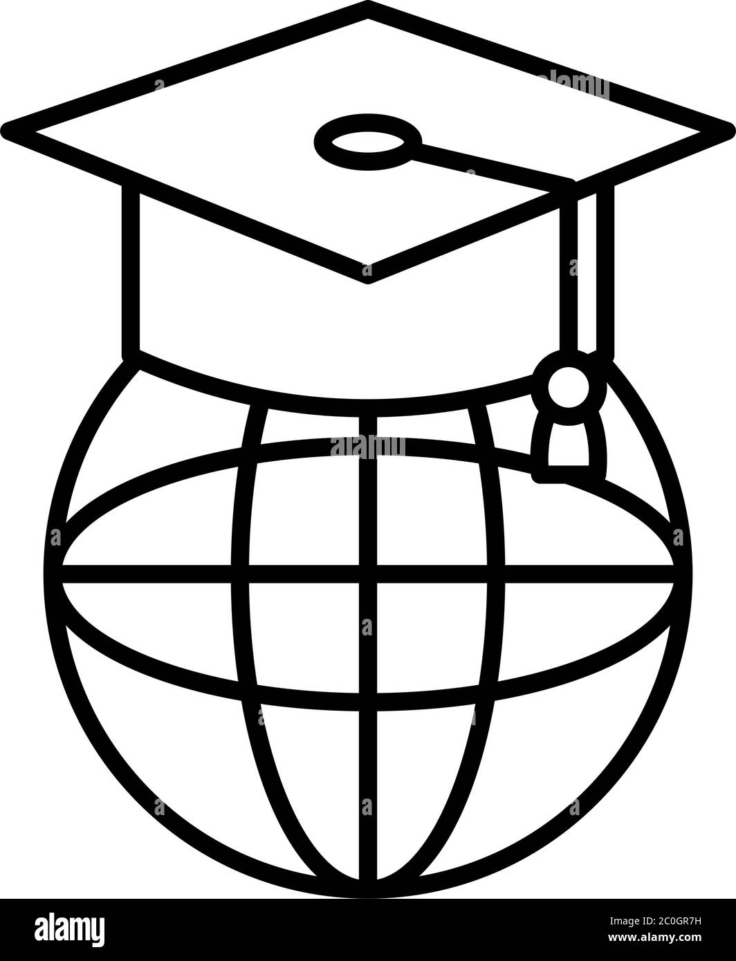 online education concept, global sphere with graduation cap icon over ...