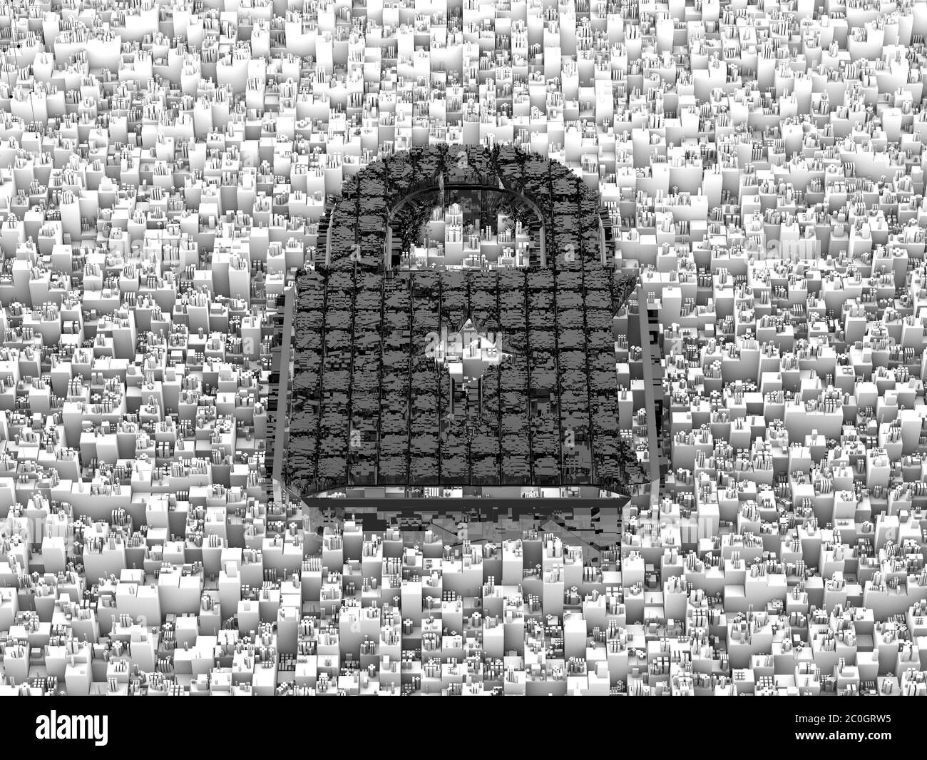 Cube smart data technology, lock symbol Stock Photo - Alamy