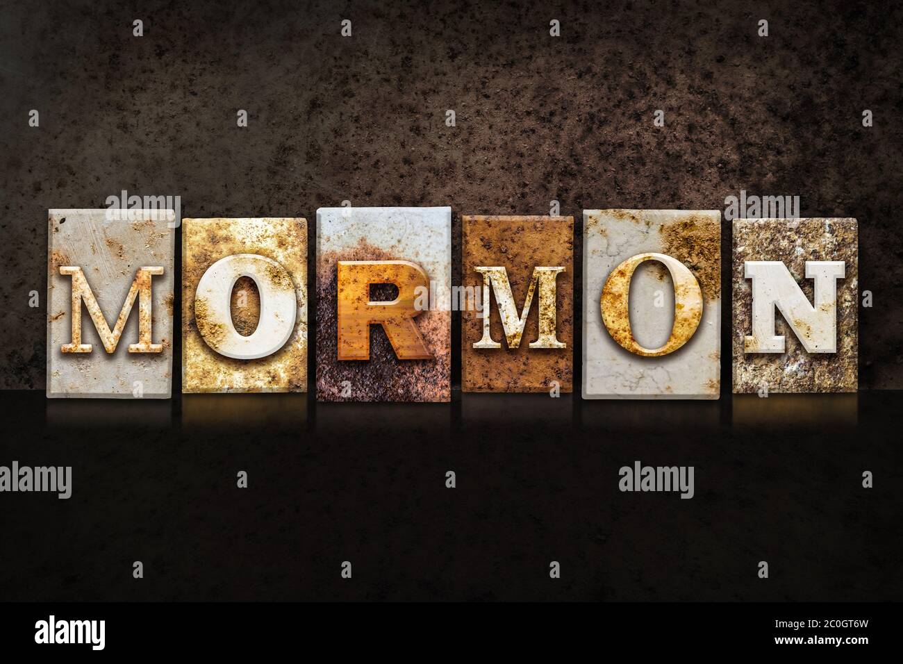 Mormon Letterpress Concept on Dark Background Stock Photo - Alamy