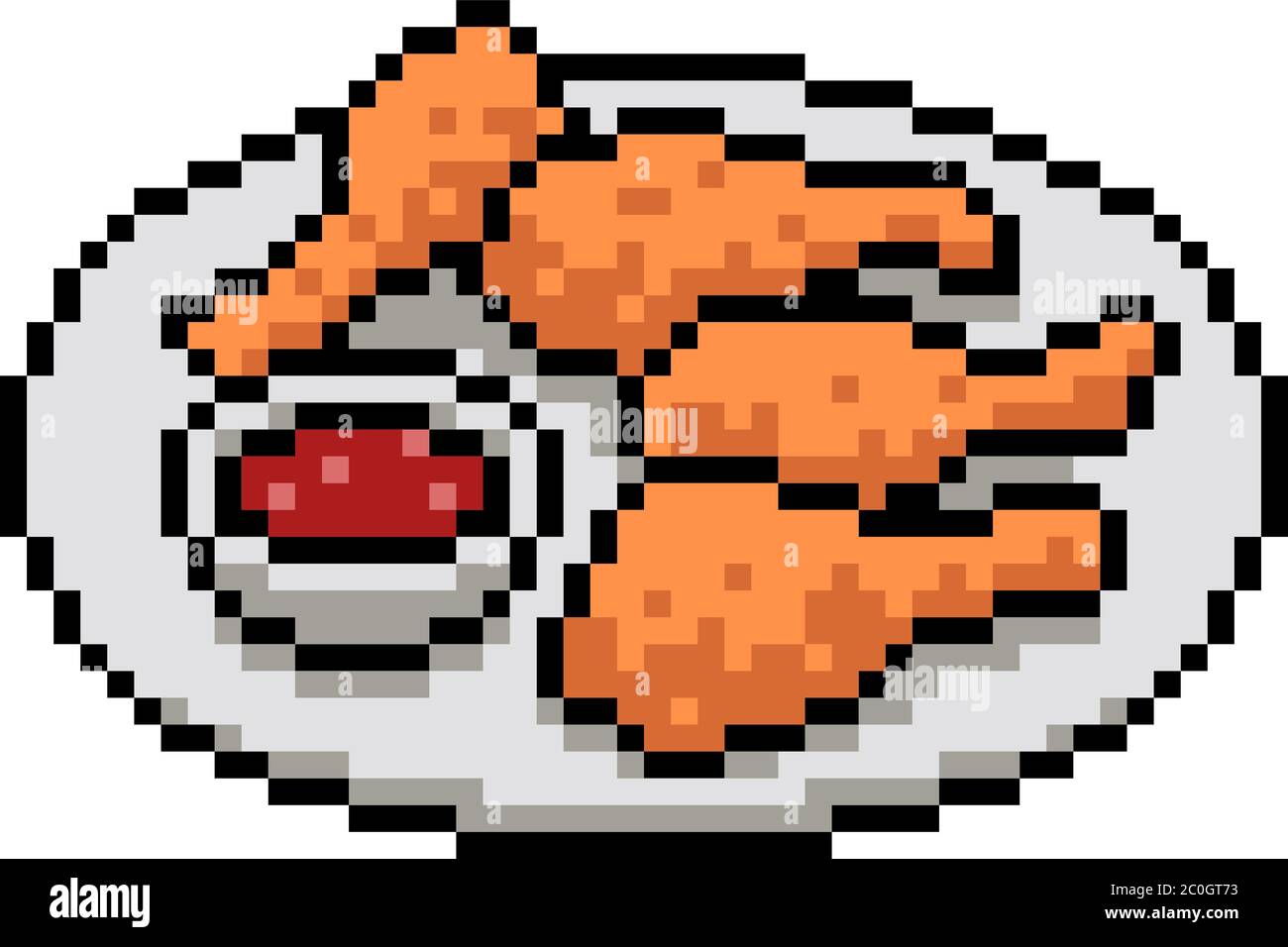 vector pixel art chicken batter fried isolated cartoon Stock Vector ...