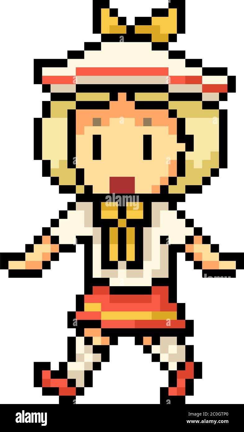 Pixel art girl walk Cut Out Stock Images & Pictures - Alamy