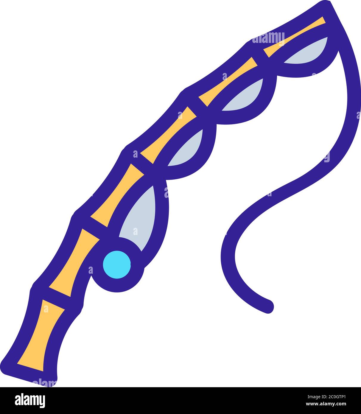 bamboo fishing rod icon vector outline illustration Stock Vector Image ...