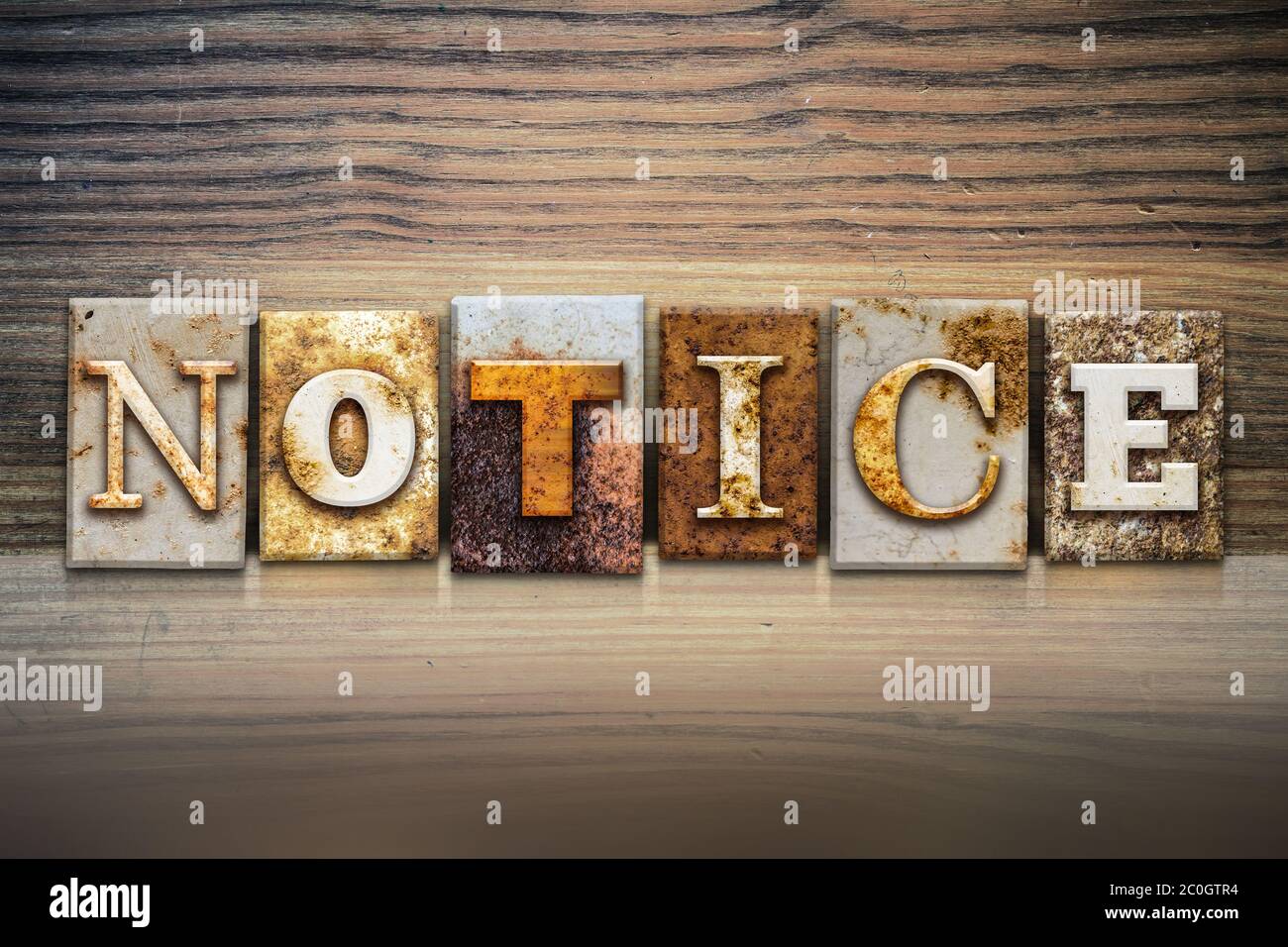 Notice Concept Letterpress Theme Stock Photo - Alamy