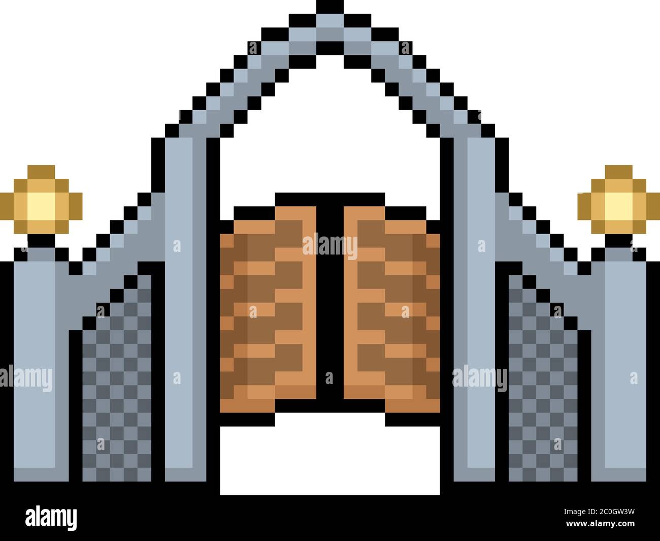 vector pixel art gate isolated cartoon Stock Vector Image & Art - Alamy