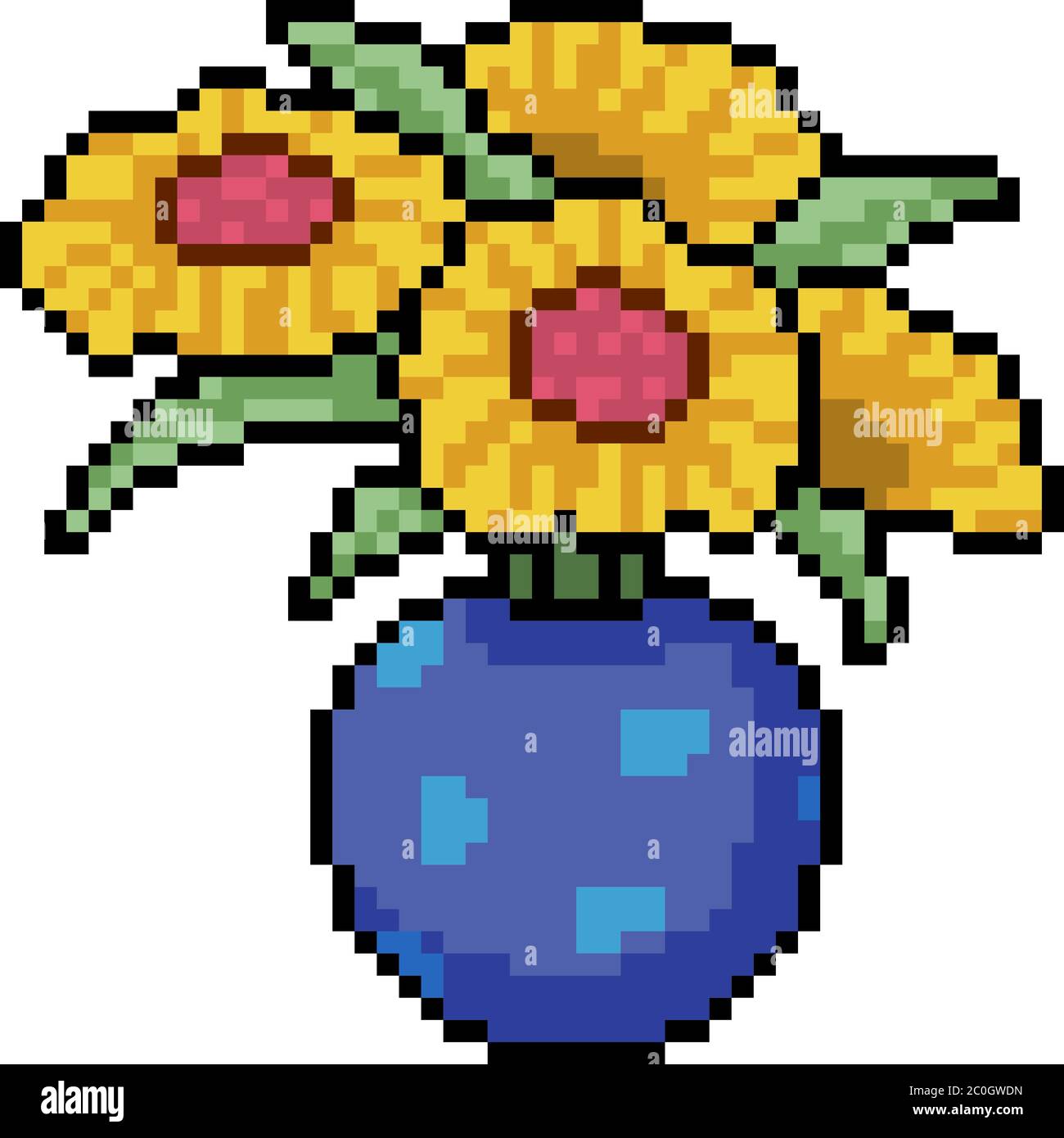 vector pixel art flower pot isolated cartoon Stock Vector Image & Art ...