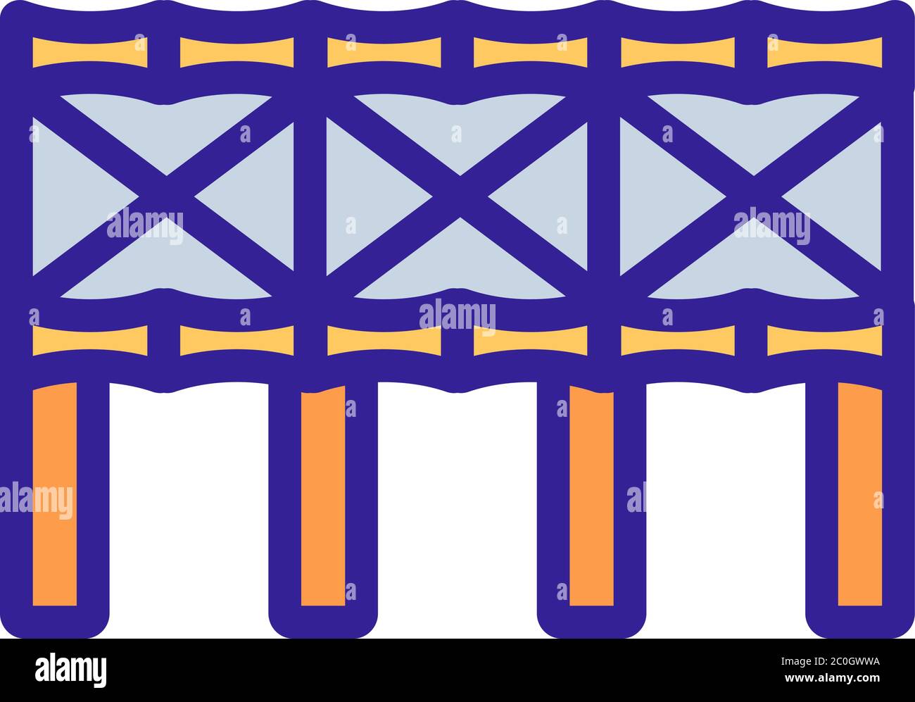 bamboo bridge construction icon vector outline illustration Stock ...