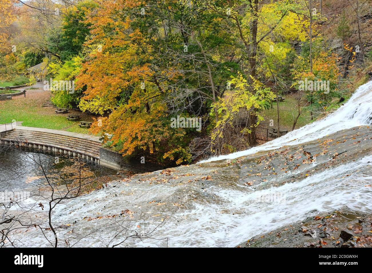 Autumn scene of waterfalls Stock Photo - Alamy