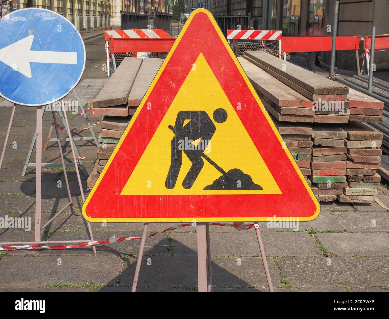 Road works sign Stock Photo - Alamy
