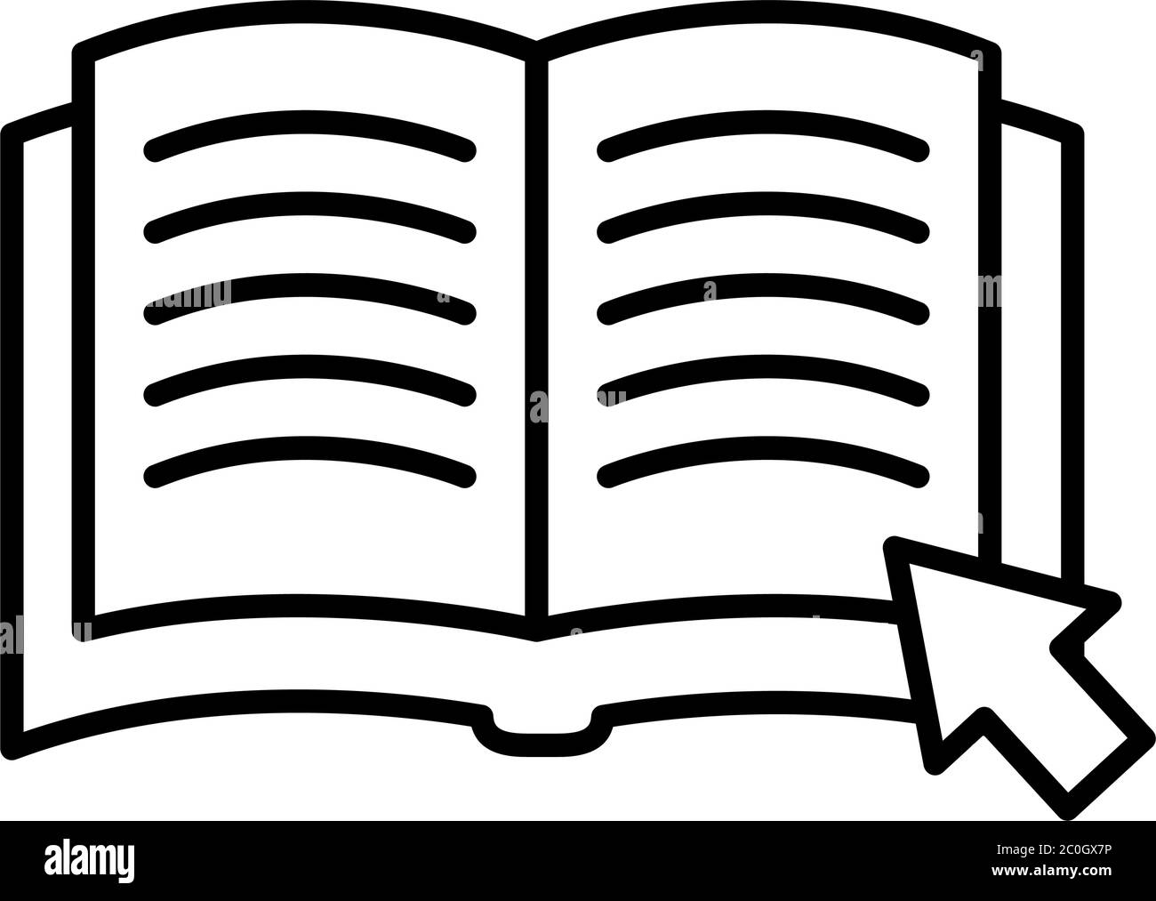 online education concept, academic book and arrow cursor icon over ...