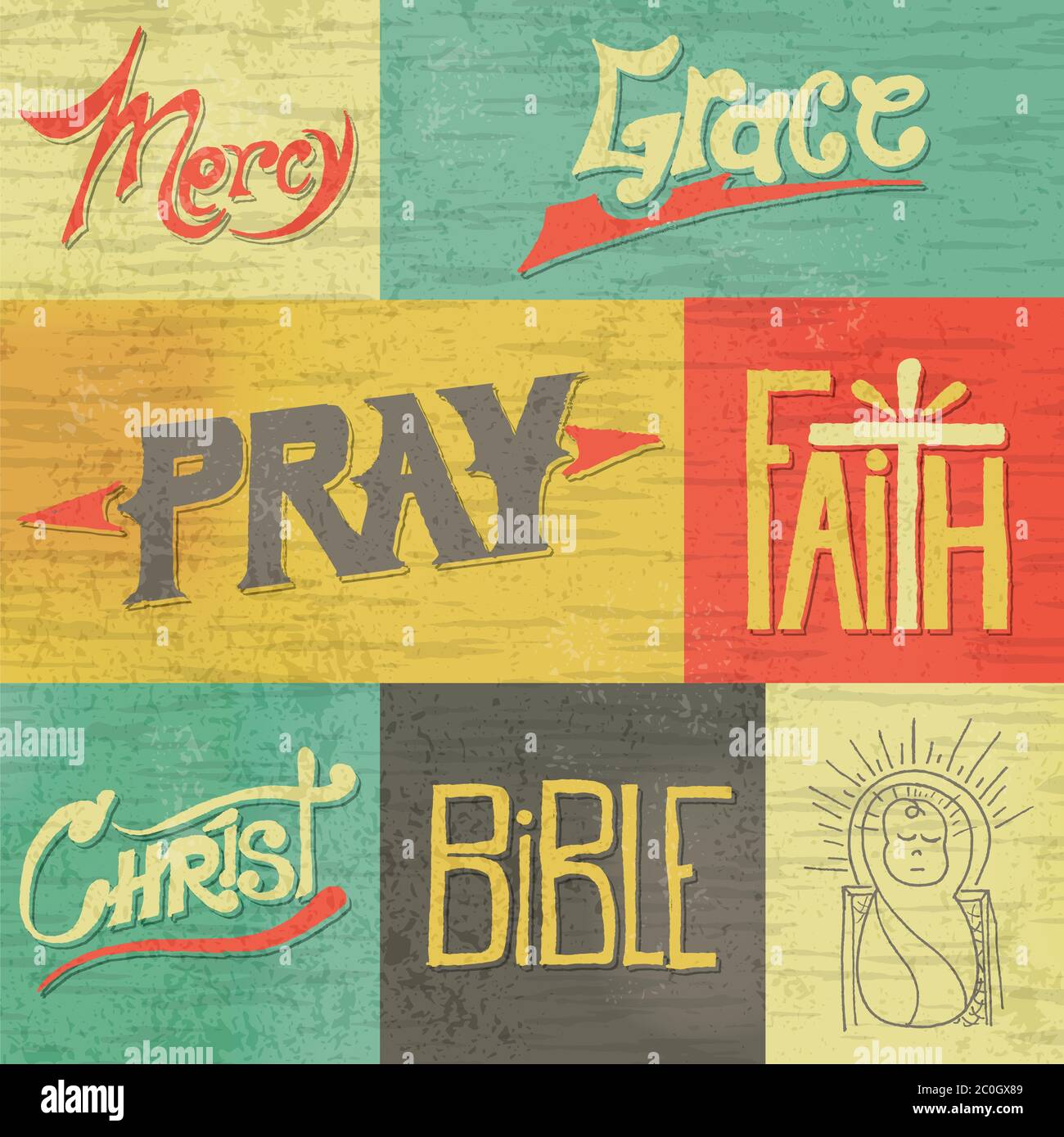 Vintage Hand Drawn Faith Graphics Stock Photo - Alamy
