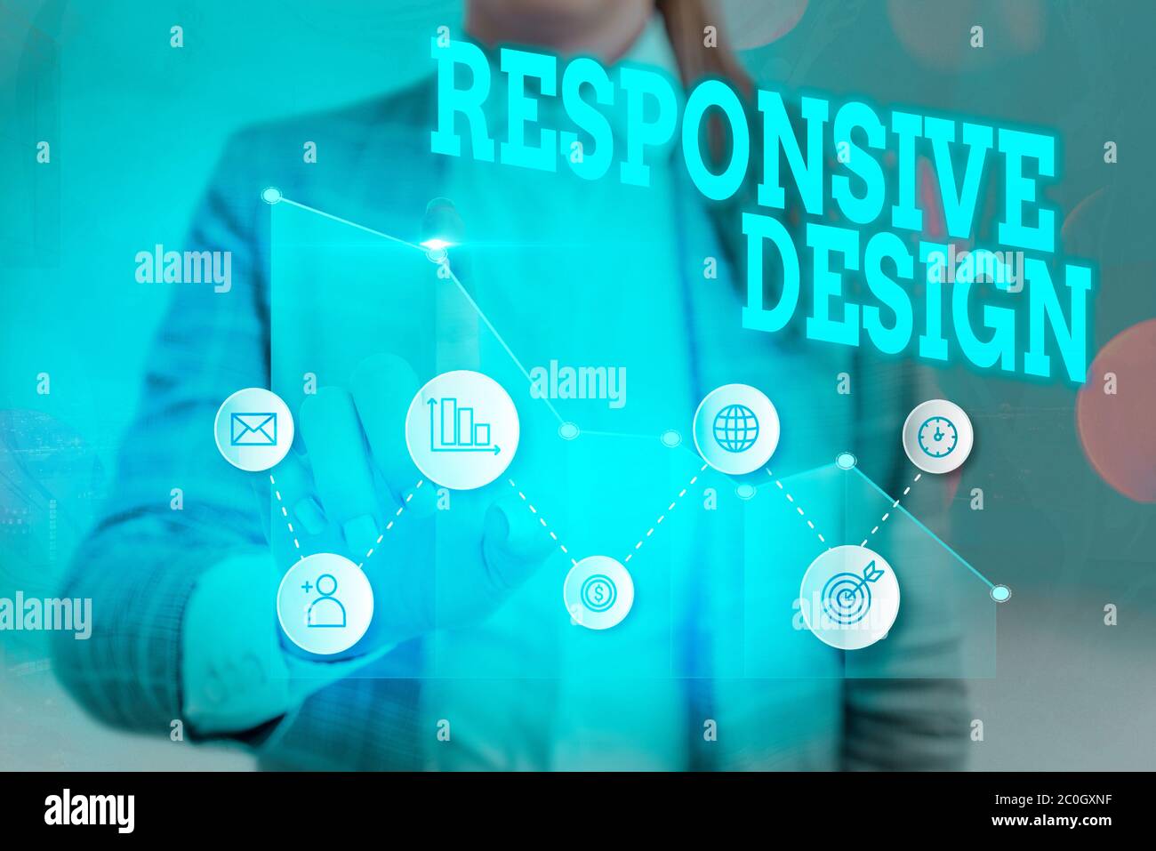 Writing note showing Responsive Design. Business concept for approach to page creation makes use ...