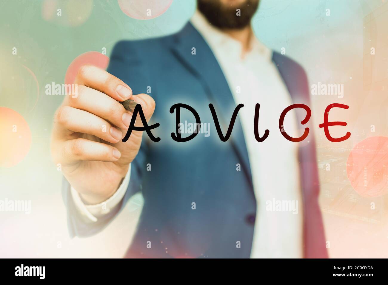 Handwriting text Advice. Conceptual photo recommendation is given ...