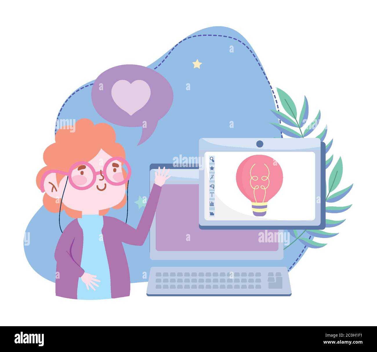 online education, teacher computer homework, website and mobile ...