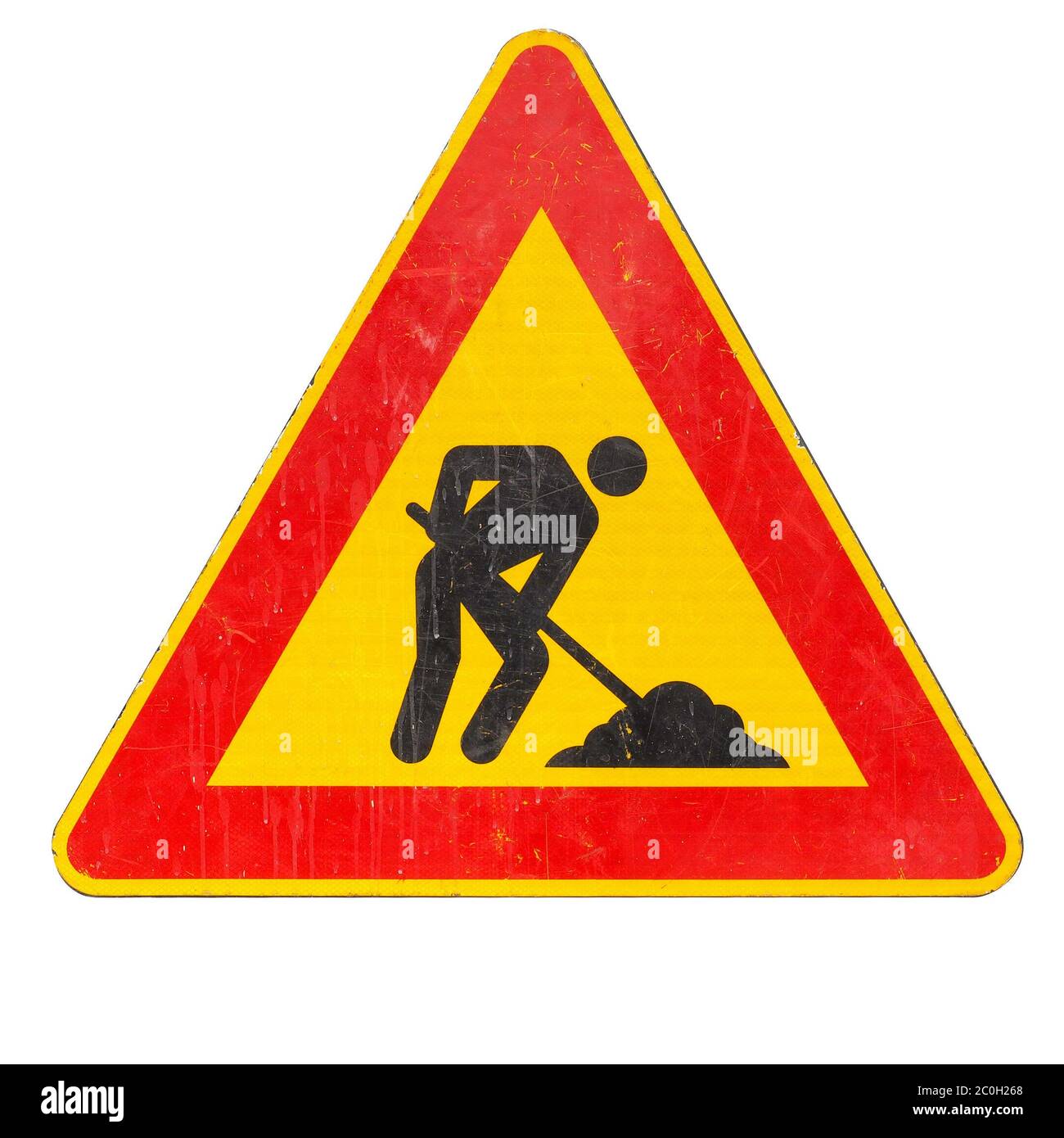 Road works sign isolated Stock Photo - Alamy