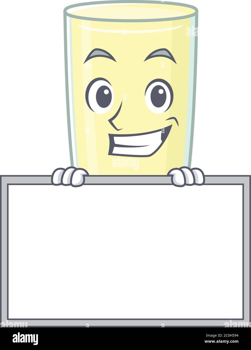 Screaming orgasm cocktail cartoon design style standing behind a board ...