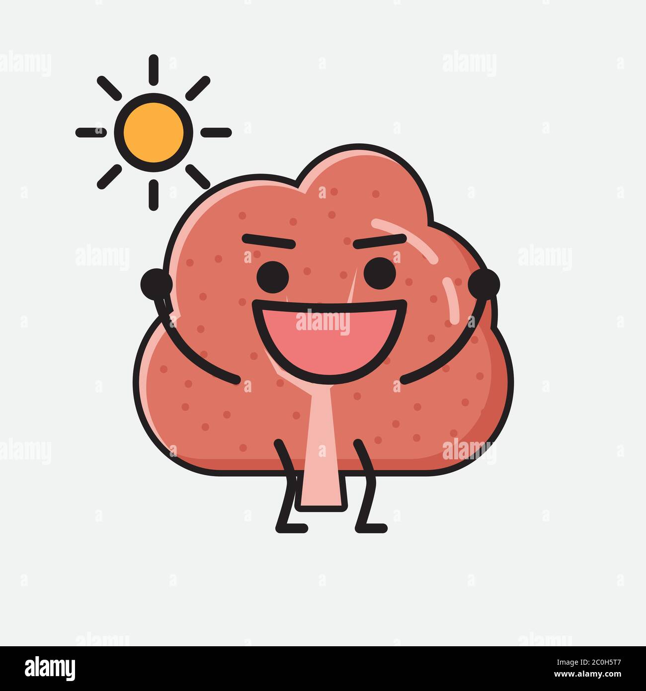 An illustration of Cute Red Tree Mascot Vector Character in Flat Design ...