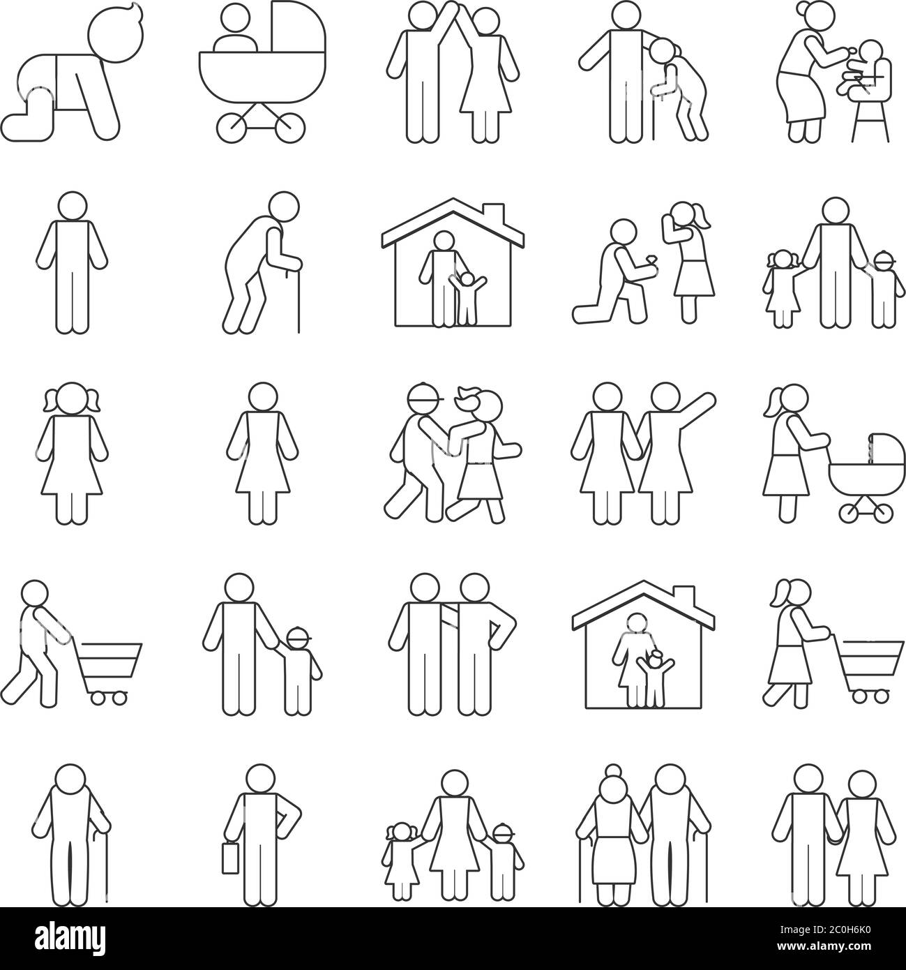 pictogram people and family icon set over white background, line style ...