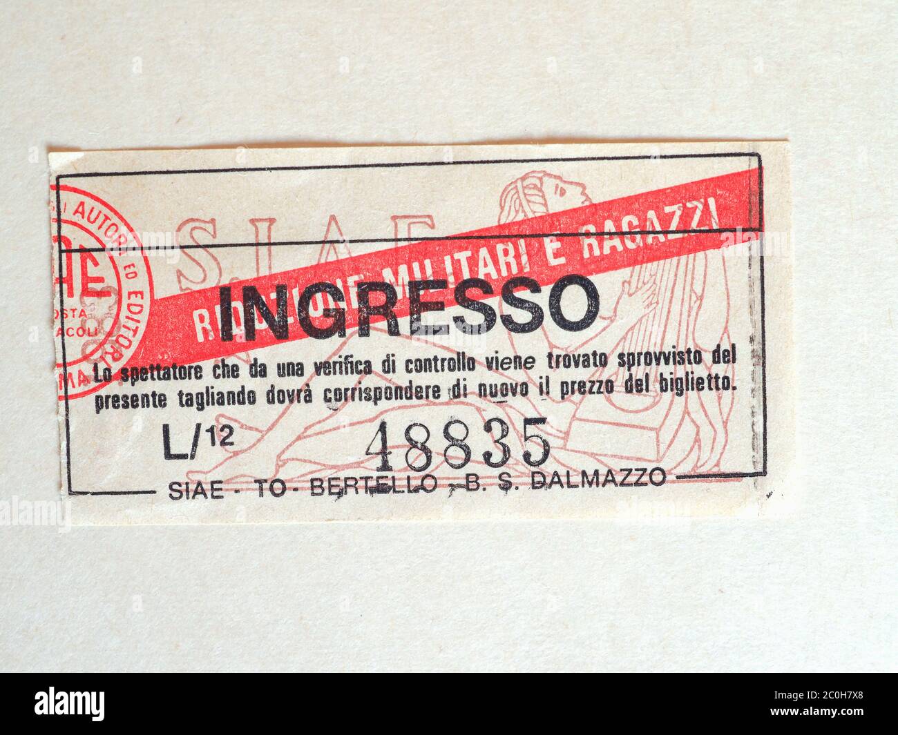 TURIN, ITALY - CIRCA JUNE 2020: Vintage Italian cinema ticket Stock ...