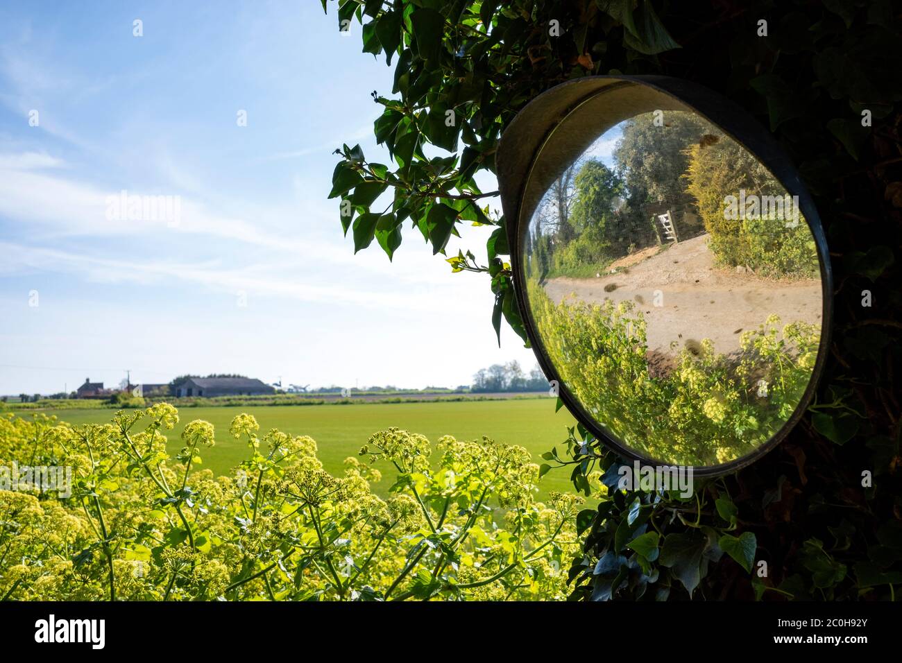 Roadside mirror to allow a driver exiting a driveway a clear view down ...