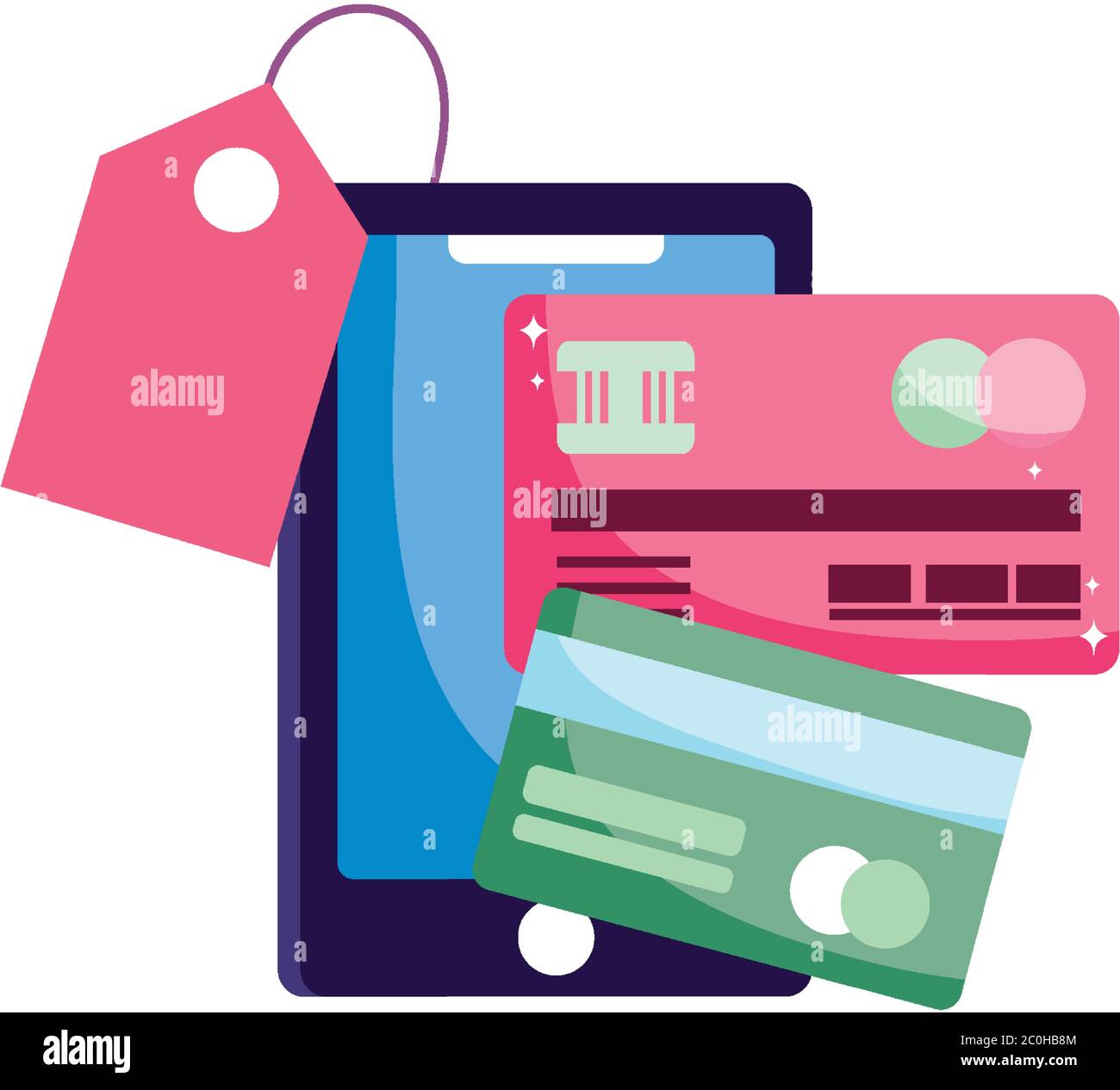 online payment, smartphone tag price bank card credit, ecommerce market ...