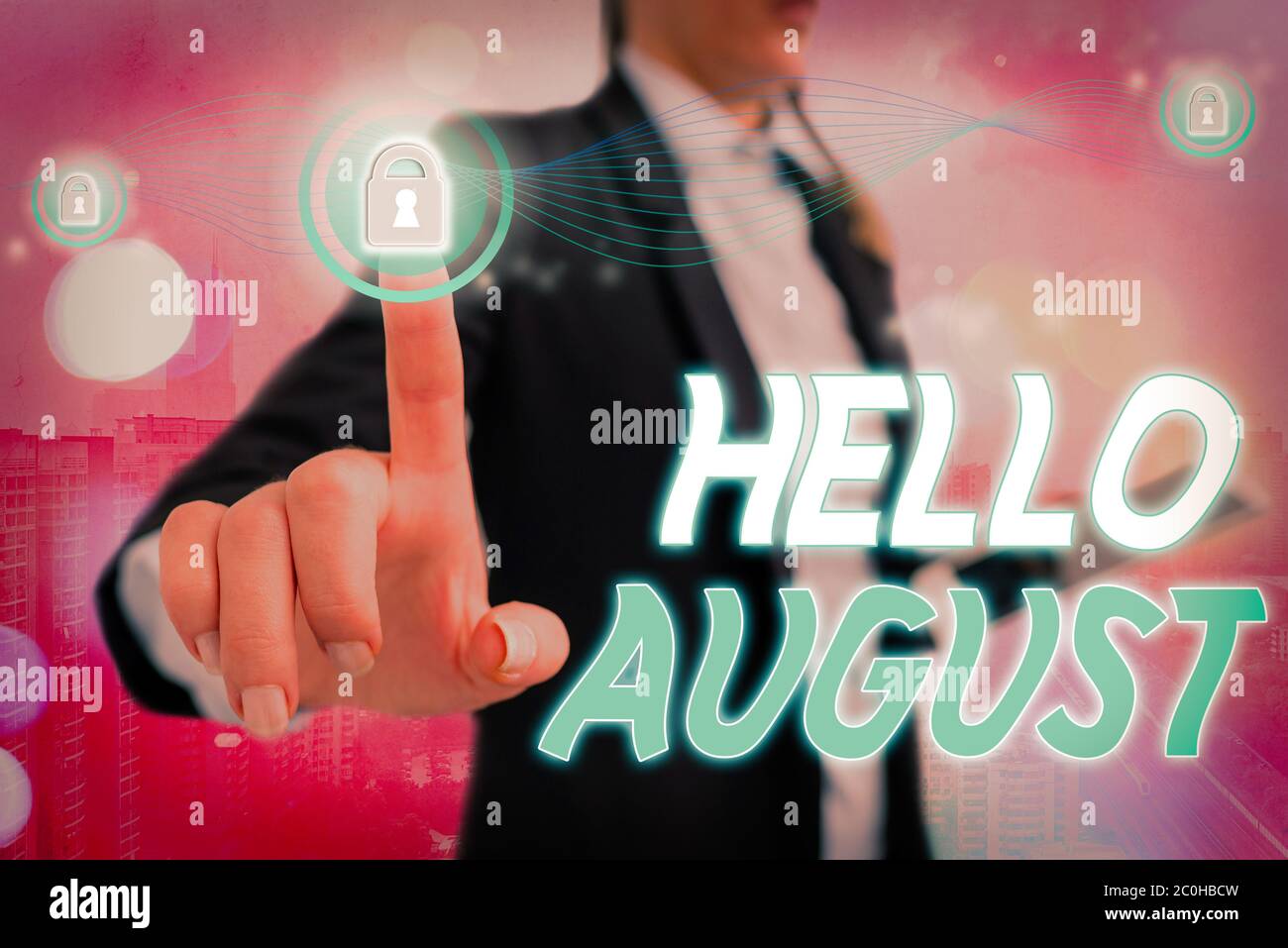 Conceptual hand writing showing Hello August. Concept meaning a ...