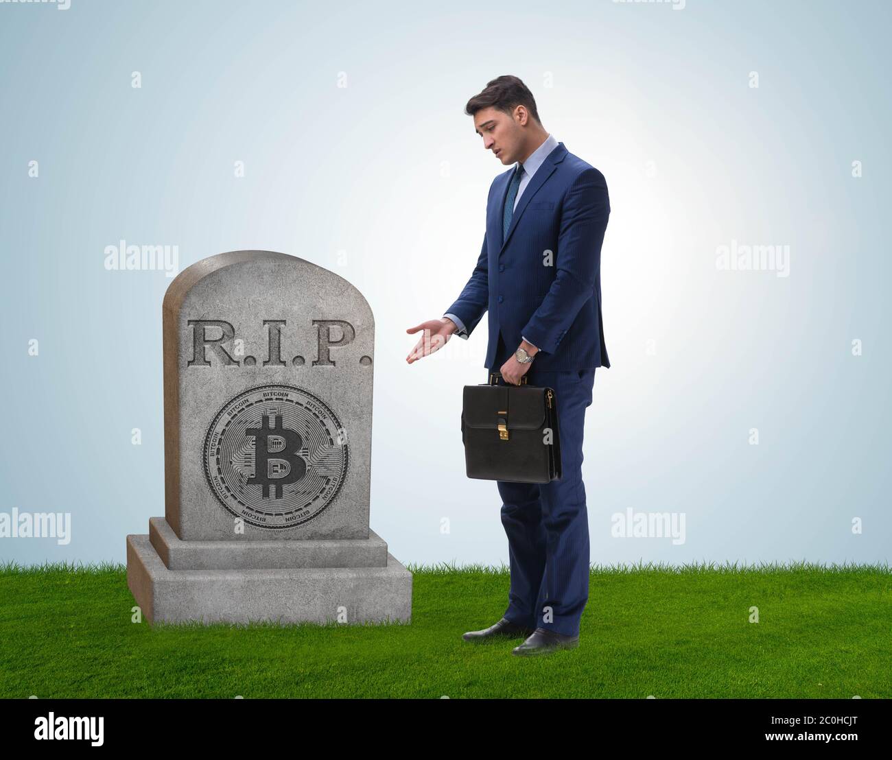 The businessman mourning the demise and death of bitcoin Stock Photo ...